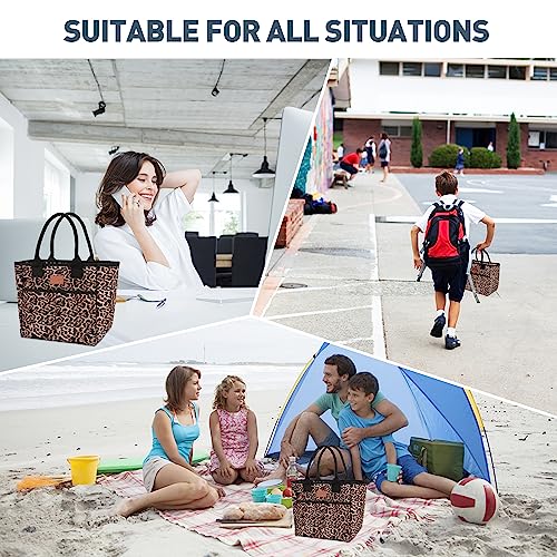 Gelozid Lunch Bag, 16-Can Large Lunch Bag for Women Men, Insulated Lunch Box with Pockets for Work Office Beach Picnic, Leakproof Reusable Portable Lunchbox, Leopard Print