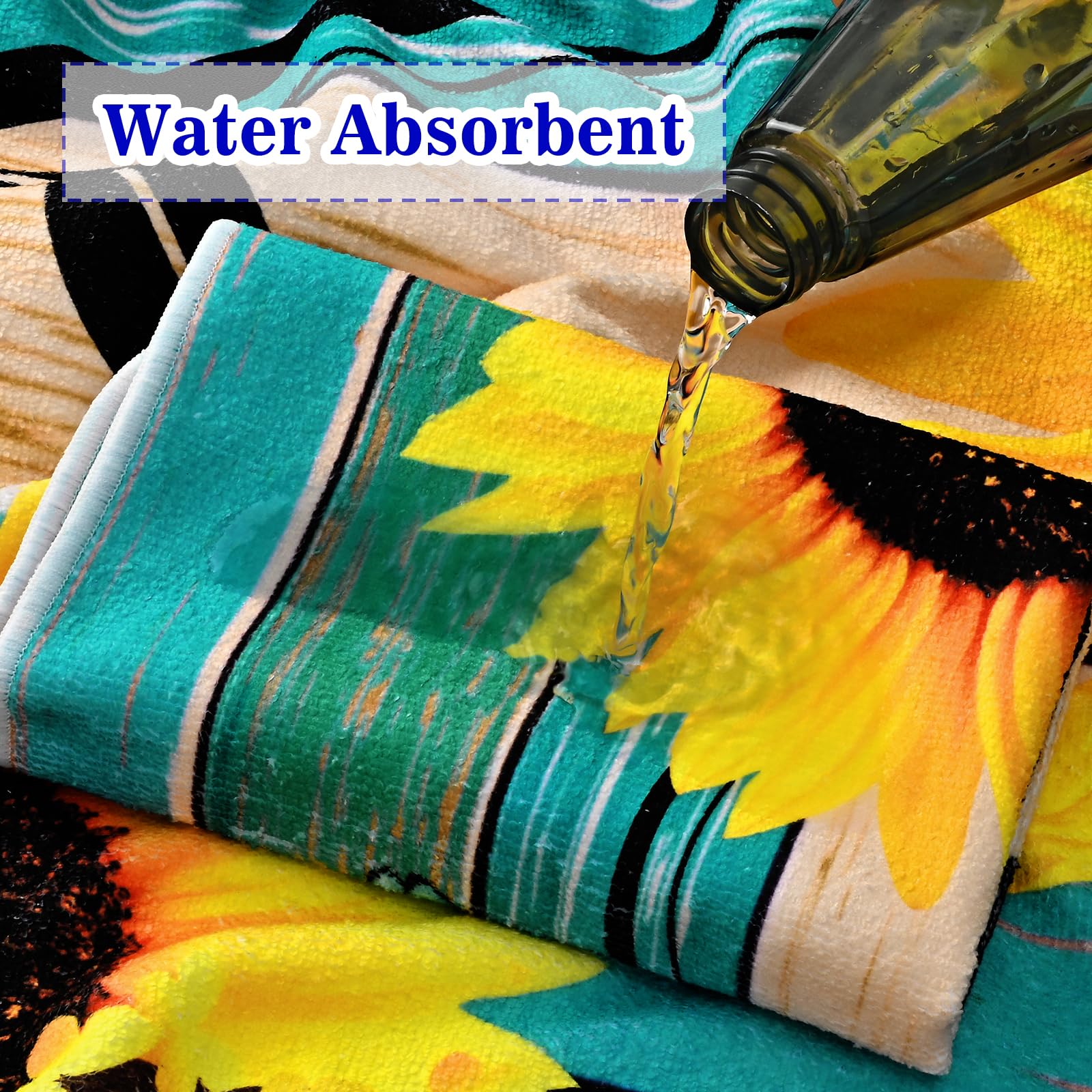 ASPMIZ 3 Pcs Sunflower Beach Towel Oversized Set Include Bath Towel Hand Towel Dish Towel, Microfiber Beach Towels for Adults Quick Dry Bulk Large, Absorbent Wooden Pool Towel Sand Free Bathroom Towel