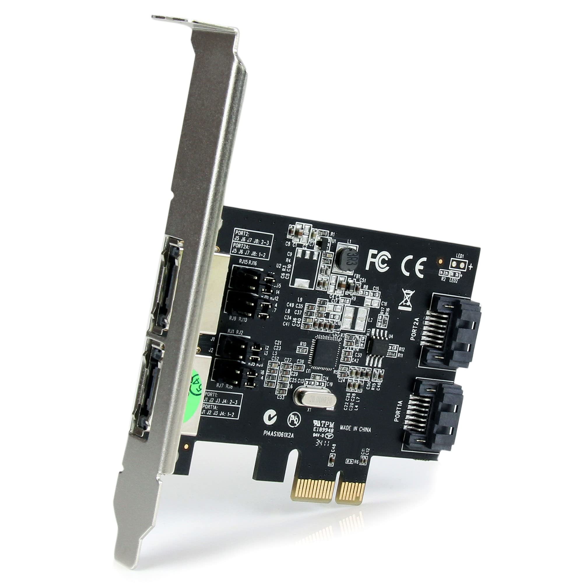 StarTech.com 2 Port PCI Express SATA 6 Gbps eSATA Controller Card - Dual Port PCIe SATA III Card - 2 Int/2 Ext - SATA III 6Gbps (PEXESAT322I)