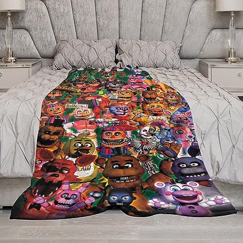 Five Nights Throw Blanket for Kids Boys Adult Flannel Blanket Soft Warm Plush Bedding for Decorate The Room 50"x40"