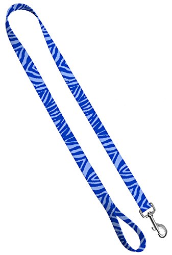 Moose Pet Wear Deluxe Dog Leash - Patterned Heavy Duty Pet Leashes, Made in The USA – 1 Inch x 4 Feet, Zebra Blue (SL1-4-ZBRA-BLU)