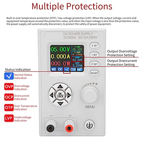 DC Power Supply Variable, 0-50V 0-5A Adjustable Switching Regulated Power Supply with 4 Digits LCD Display, Bench Power Supply with Multi Protections, Remote Control