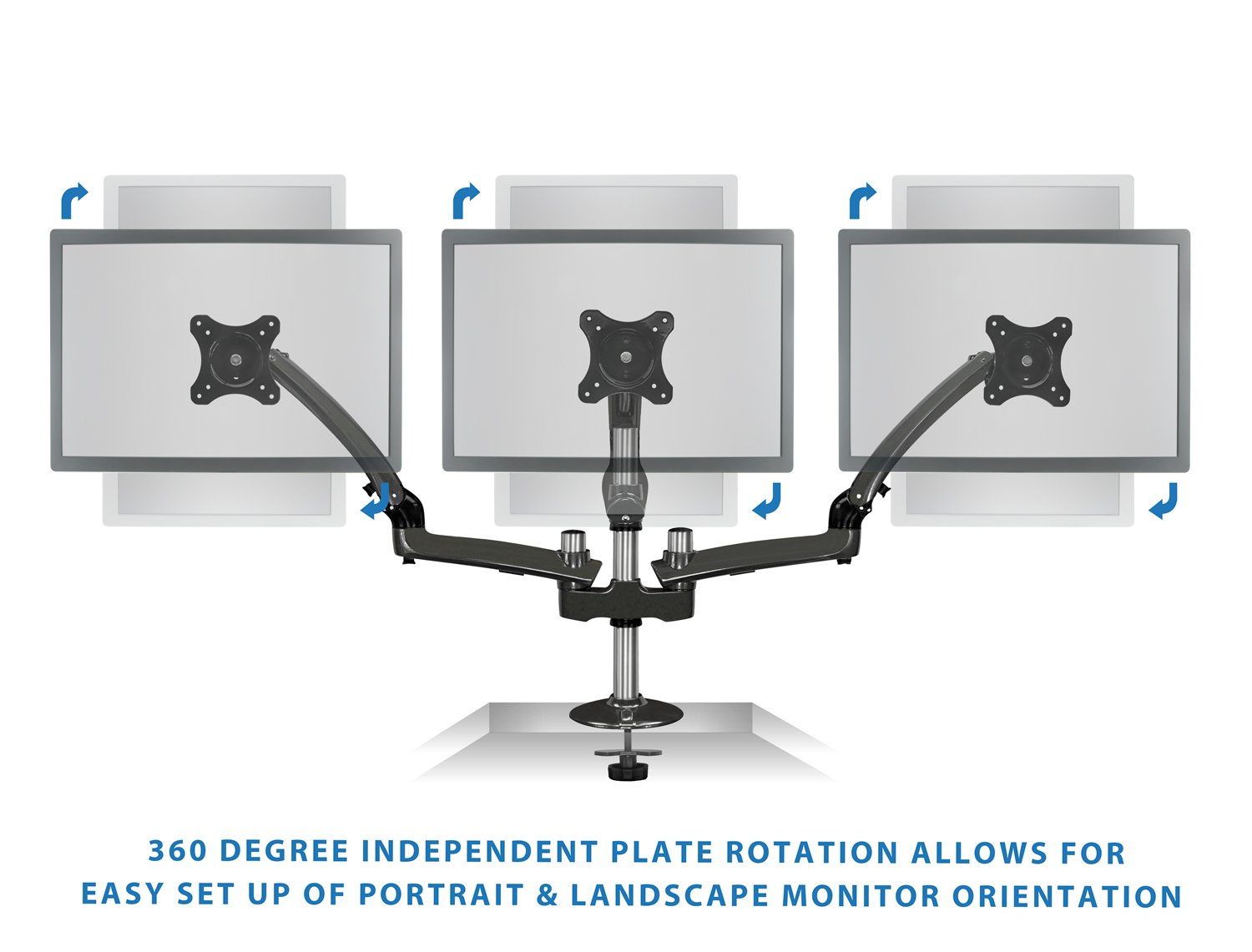 Mount-It! MI-4PC313G Triple Desk Monitor Mount, Gray
