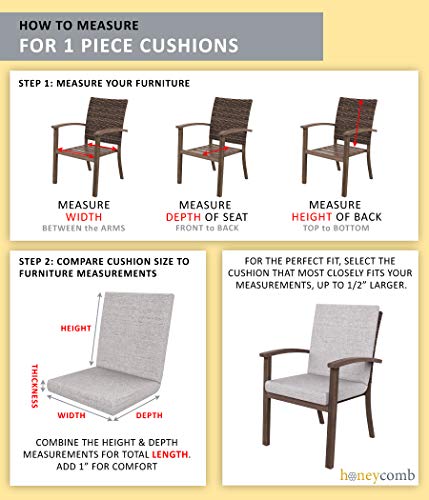 Honeycomb Indoor/Outdoor Textured Solid Pacific Blue Midback Dining Chair Cushion: Recycled Fiberfill, Weather Resistant, Reversible, Comfortable and Stylish Patio Cushion: 19" W x 37" L x 2.5” T