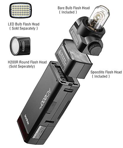 GODOX AD200 Pro AD200Pro 200Ws 2.4G Flash Strobe, Speedlight 1/8000s HSS, 500 Full Power Flashes, 0.01-1.8s Recycling, 2900mAh Battery, Bare Bulb/Speedlite Fresnel Flash Head, Pocket Flash Monolight