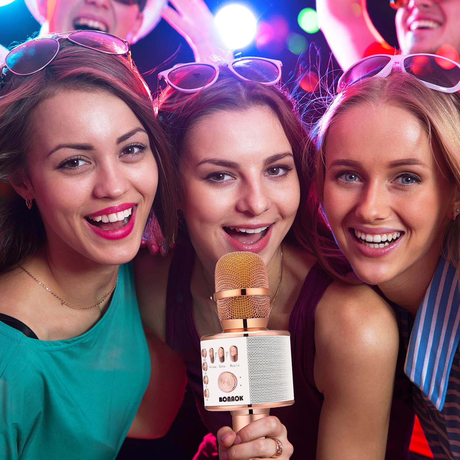 BONAOK 2 of Q37 Karaoke Microphone, Portable Karaoke Machine with Built in Speaker for Kids and Adults