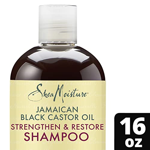 SheaMoisture Jamaican Black Castor Oil Strengthen & Restore Shampoo, Shea Butter, Peppermint & Apple Cider Vinegar, Sulfate Free, Chemically Processed Hair, Family Size (2 Pack -16 Fl Oz Ea)
