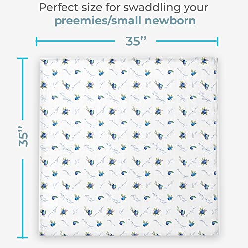 Mila Preemie Boutique Preemie Swaddle (35” x 35”) - Bamboo & Cotton Muslin Swaddle Blanket - Soft Preemie Swaddle Blanket - Neutral Preemie Swaddle Wrap for Small Newborn - Great Gift for Moms…