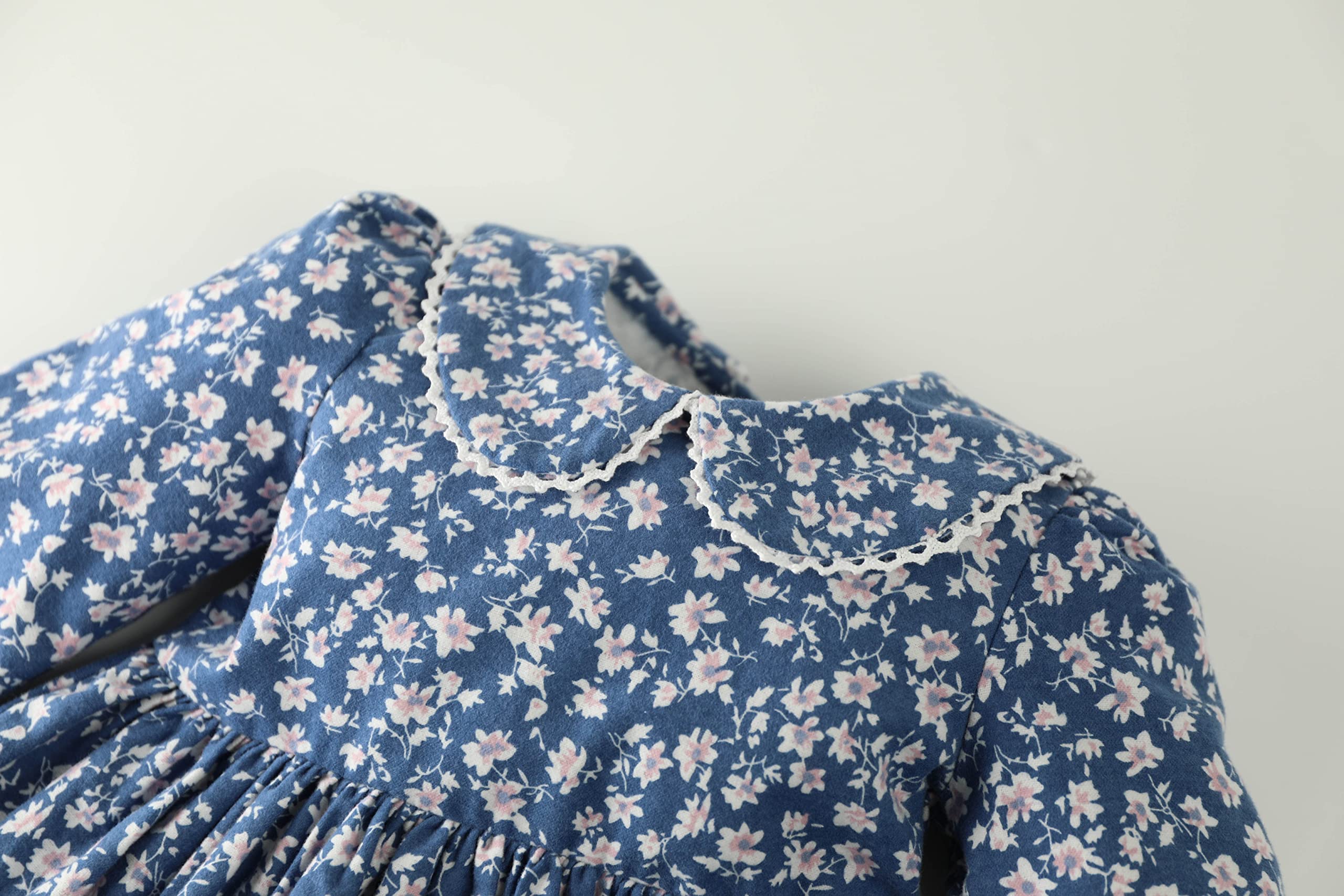 CHUBBYBUN BABY Toddler Girls Peter Pan Collar Dress (Blue Floral 24M)