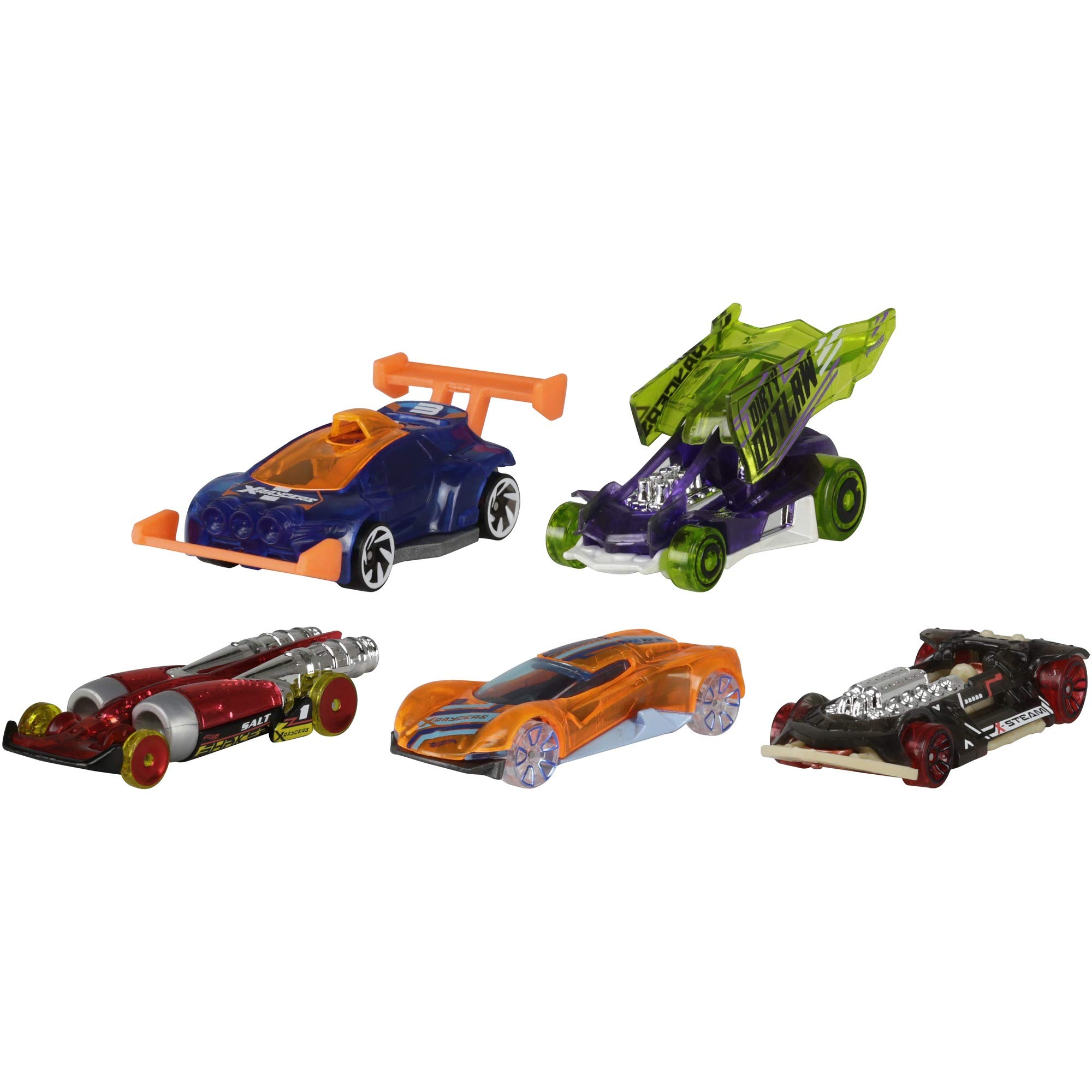 Hot Wheels Track Bundle City Track Builder X-Raycers 5-Pack 1:64 Scale Die-Cast Cars Collectors of All Ages Colorful Graphics Exclusive Great Gift Idea 3 Years and Older