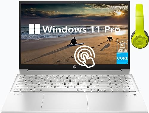 HP Pavilion 15.6 Inch FHD Touchscreen Business Laptop with 12th Gen Intel Core i7-1255U, 8GB RAM, 512GB SSD, Backlit Keyboard, HDMI, Windows 11 Pro, Silver, PCM