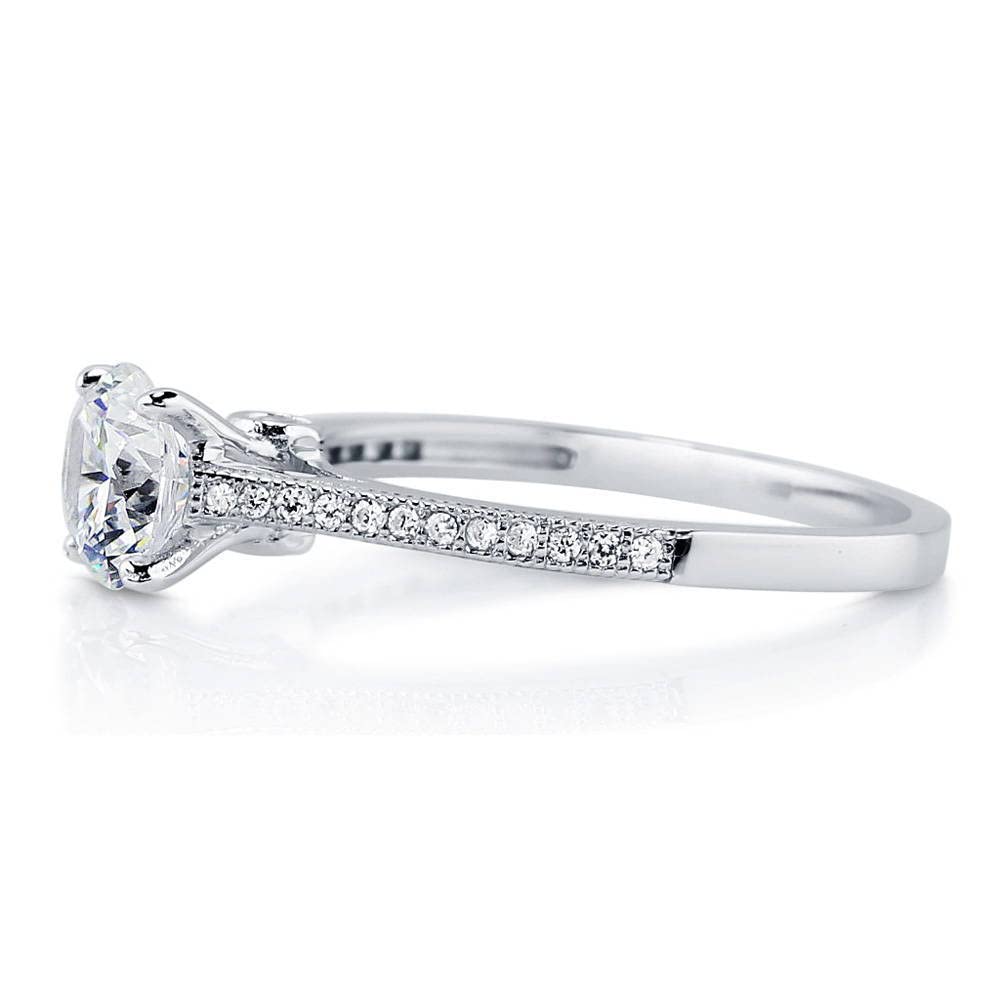 BERRICLE Sterling Silver Solitaire Wedding Engagement Rings 1 Carat Round Cubic Zirconia CZ Promise Ring for Women, Rhodium Plated Size 8