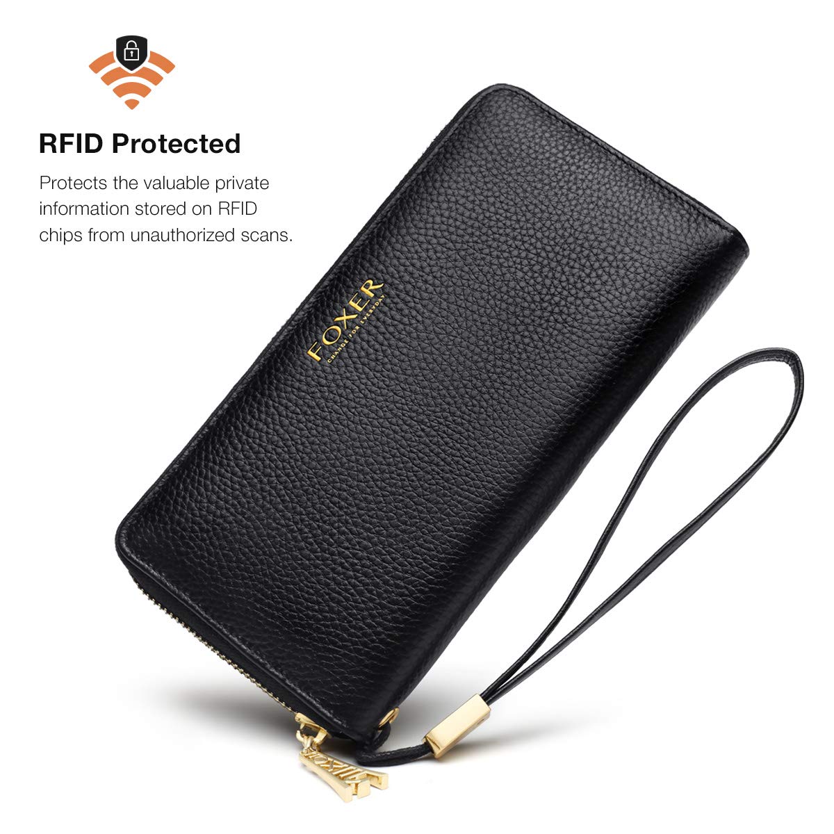 Leather Wallets for Women, Genuine Leather RFID Blocking Gift Box Packaging, Black, One Size