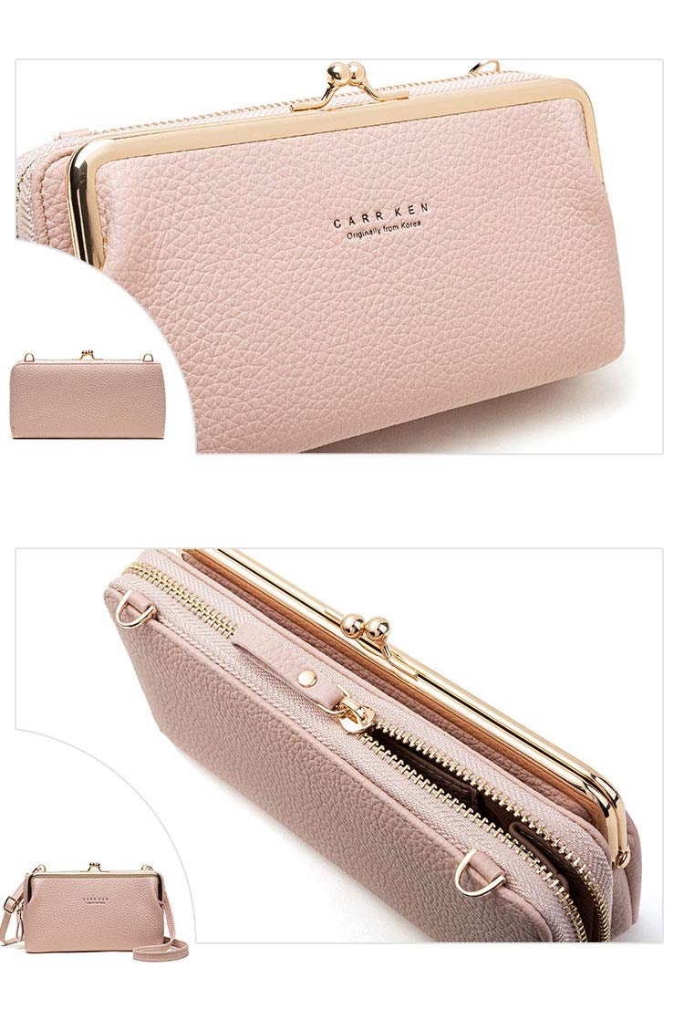 Korean fashion one-shoulder diagonal mobile phone bag multifunctional horizontal wallet (Color : Purple)