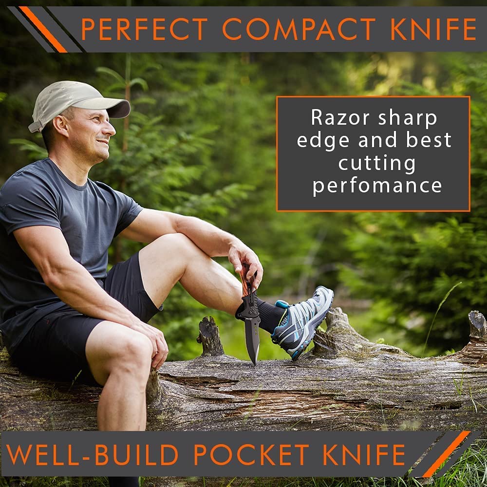 Bundle of 2 Items - Gentlemanās Folding Knife Pocket Knife Knives Knofe Wood Handle Sharp Blade - Pocket Knife for Men - Best Folder for Camping Hunting - Travel Accessories Gear- Pocket Knife Gift