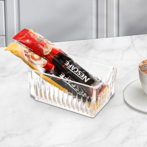 DEAYOU 6-Pack Sugar Packet Holder, Acrylic Tea Bag Organizer for Drawer, Clear Sugar Bag Caddy Container, Small Condiments Packet Holder Dispenser for Countertop, Coffee Bar, Cabinet, Sweetener