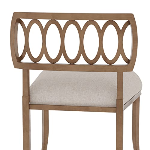 Hillsdale, Canal Street Metal Vanity Stool with Interlocking Oval Back Design for Makeup Room or Bathroom, Golden Bronze