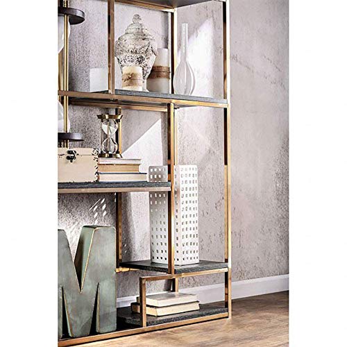Furniture of America Corley Contemporary 6 Shelf Bookcase, Champagne