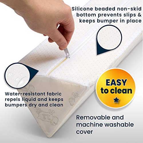 Serta Perfect Sleeper Extra Long Foam Bedrail - Guardrail for Toddlers & Kids with Water-Resistant, Non-Slip & Machine Washable Cover - 1pk, White