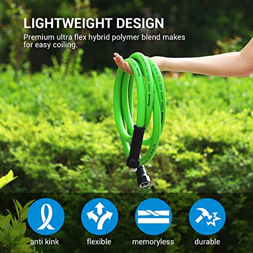 DEWENWILS Garden Hose 10 ft x 5/8", Water Hose with Swivel Handle, Heavy Duty, Lightweight, Flexible Hose for Plants, Car, Yard, 3/4 Inch Solid Fittings, Drinking Water Safe