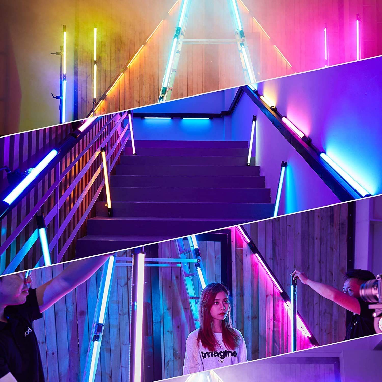 Godox TL60 RGB Tube Light,CRI 96 TLCI 98,Color Temper 2700K~6500K,100% Brightness (LUX),39 FX Effects,2.4G Wireless,Support APP Control/DMX Control (4PCS)