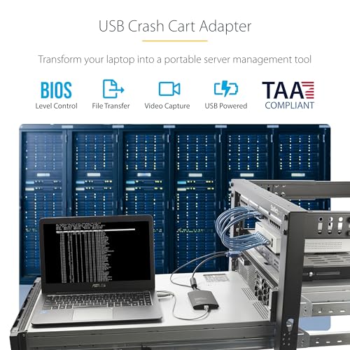 StarTech.com Portable Laptop Crash Cart Adapter, USB/VGA KVM Console, File Transfer & Video Capture, Windows/Linux/MacOS, TAA