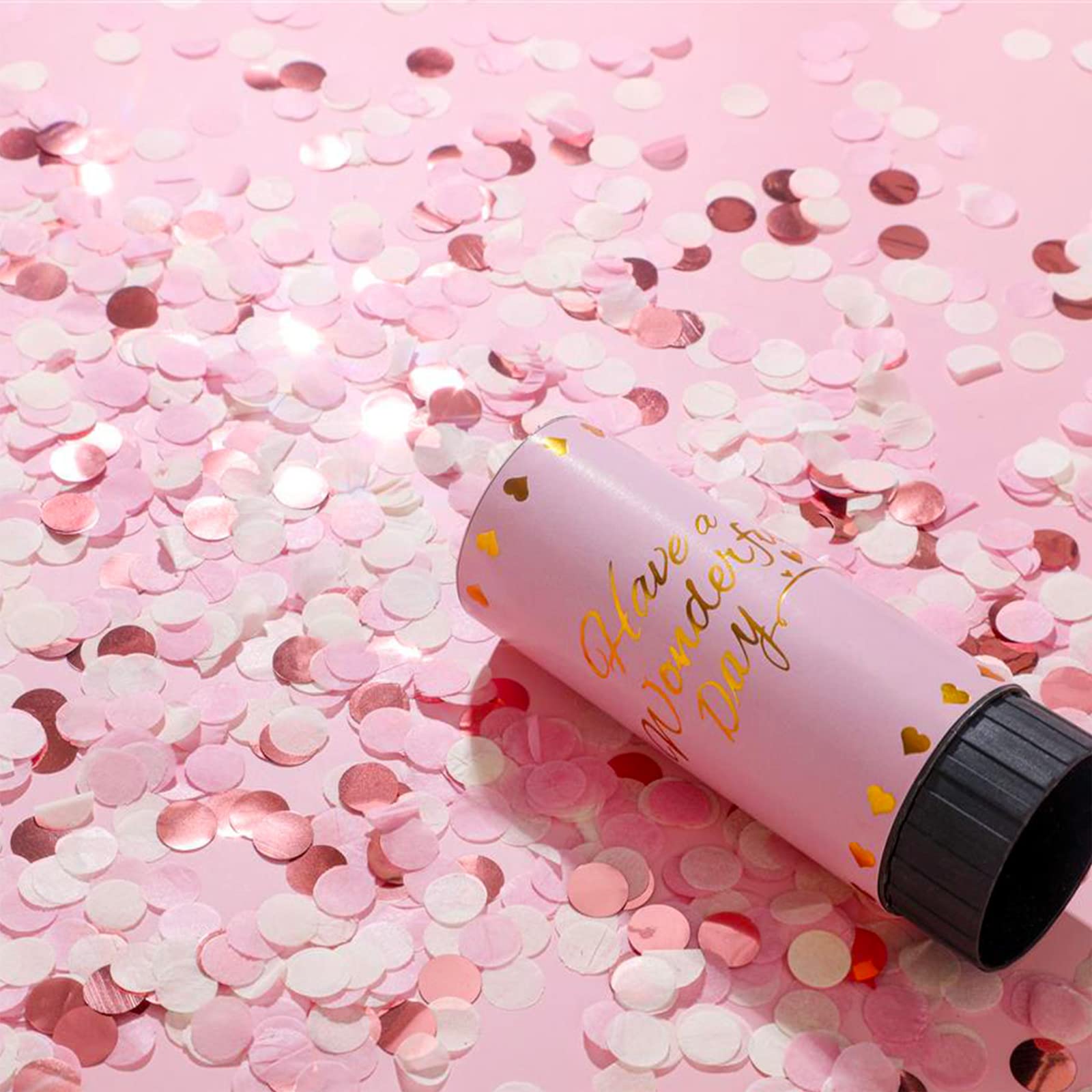 Pink Confetti Party Confetti Cannon, 6 Pack Mini Party Poppers Pink Confetti Cannon Shooters Biodegradable Confetti for Wedding Kids Birthday Party Supplies