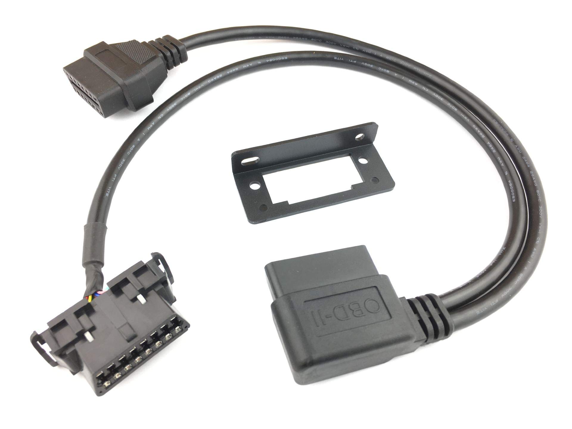 ARTECKIN Right Angle Universal OBD II OBD2 16pin Extension Splitter Y Cable 1 Male to 2 Female with Underdash Bracket for GPS