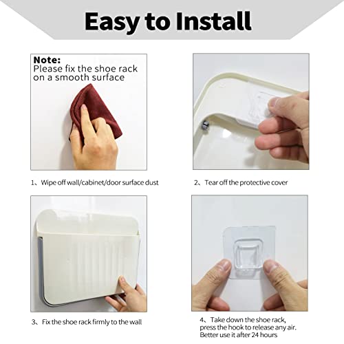 ESUDNT RV Shoe Storage Wall Mounted Shoe Rack Hanging Shoe Organizer Hanger for Door, Camper,5th wheel, Trailer (2 Pack, Creamy-white, Double Layer)