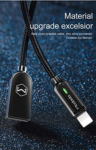 Upgraded Power Off/On Smart LED Auto Disconnect Nylon Braided Sync Charge USB Data 6FT/1.8M Cable Compatible iPhone/iPad Pro/Air,iPad Mini,iPod (2 Pack Red (iPhone), 6FT)