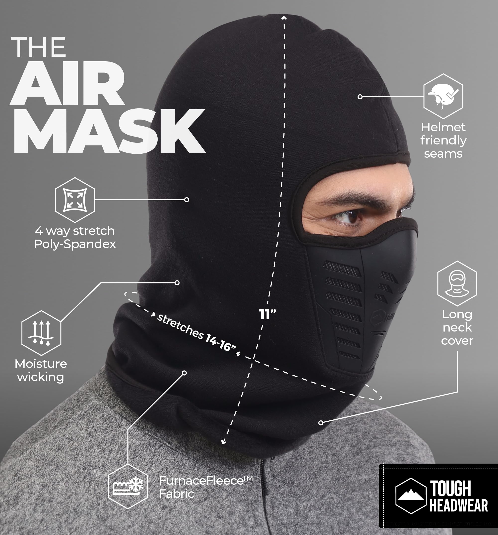 Balaclava Ski Mask - Thermal Face Mask Cold Weather Motorcycle Gear with Breathable Air Vents - Winter Face Mask for Men