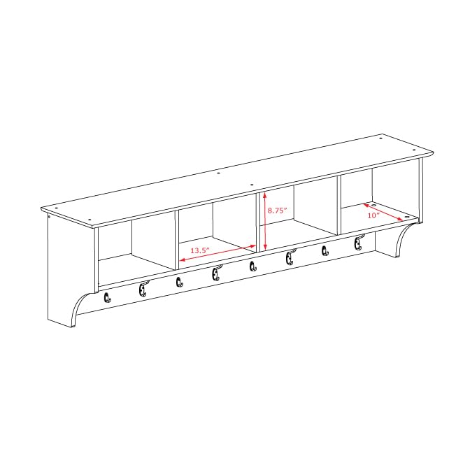 Prepac 60 inch Wide Hanging Entryway Shelf, White