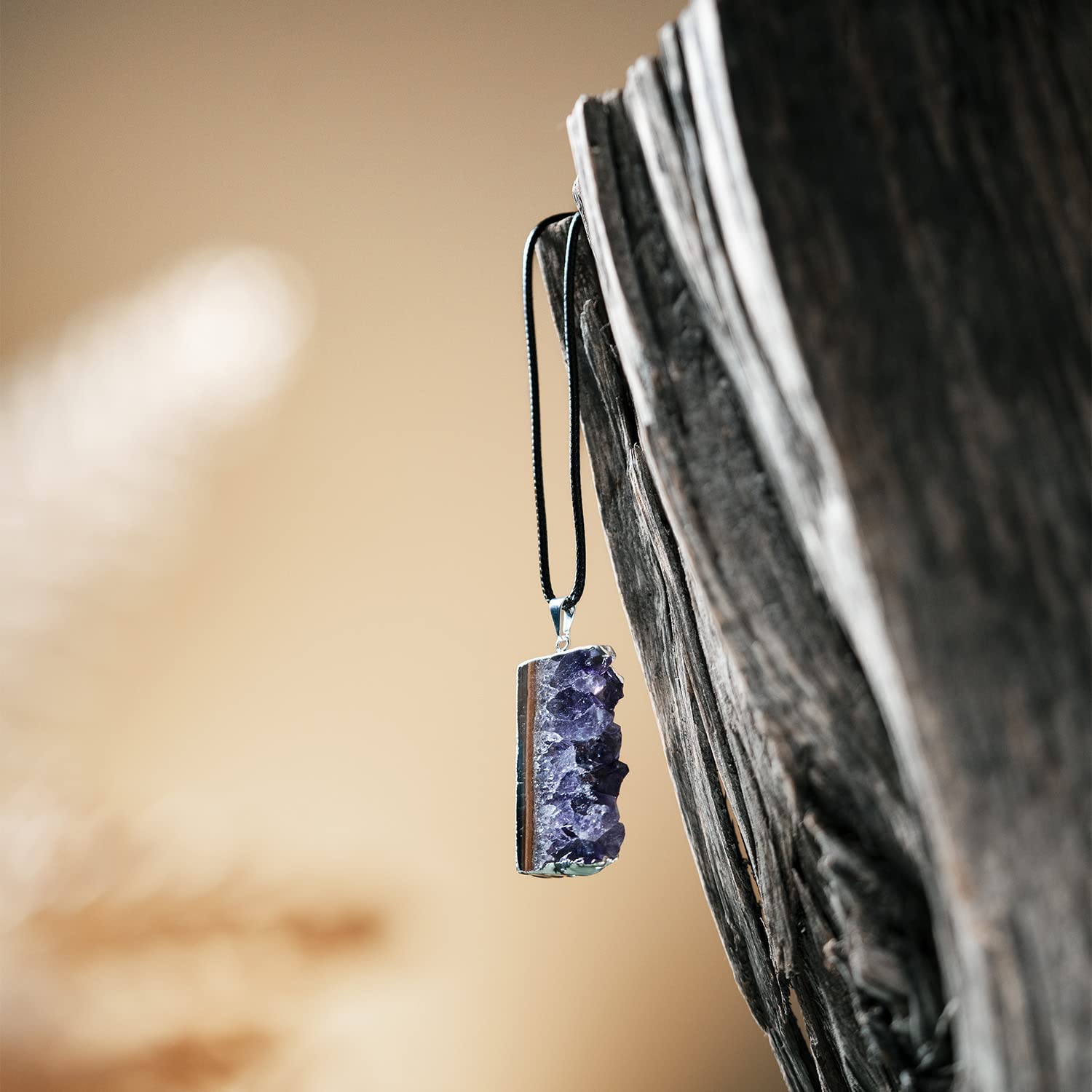 Ayana Crystals Handcrafted Amethyst Geode Necklace - Silver Plated: Genuine Natural Amethyst, February Birthstone β Third Eye & Crown Chakra Activation for Aquarius & Pisces Zodiac Signs