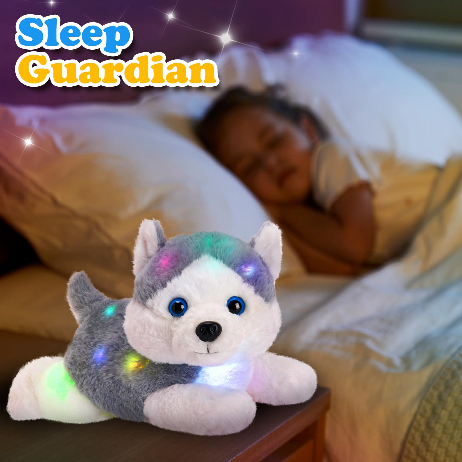 Houwsbaby LED Musical Stuffed Animal Elephant Floppy Singing Light Up Adorable Plush Toy Lullaby Animated Soothe Birthday for Toddlers, Green, 10.5''