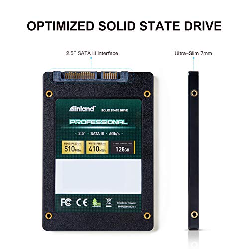 INLAND Professional 128GB SSD 3D TLC NAND SATA III 6Gb/s 2.5" 7mm Internal Solid State Drive (128GB)