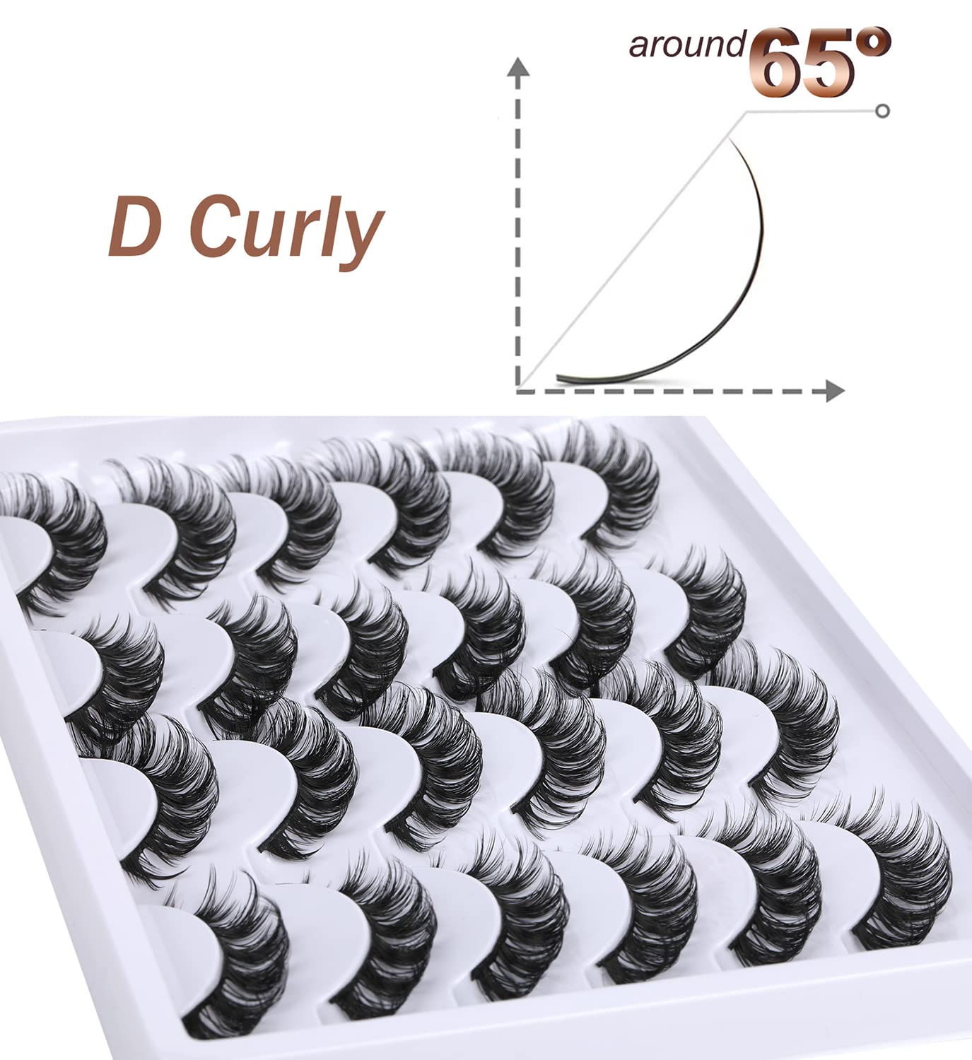 Fake Eyelashes Wispy Faux Mink Lashes D Curly Fluffy False Lashes Russian Strip Lashes Pack by Kiromiro