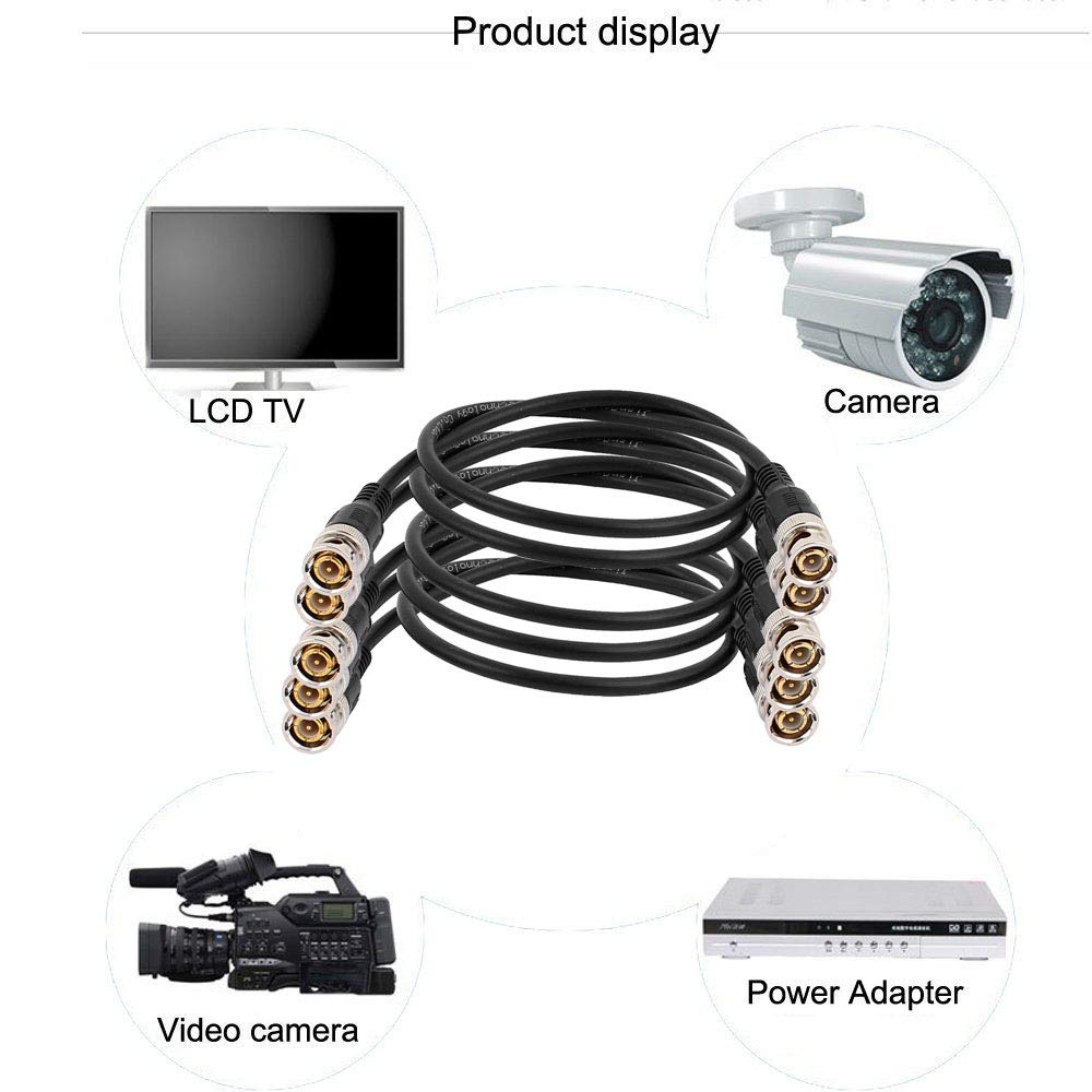 traderplus 5-Pack 5ft BNC Male to BNC Male Jumper 75-Ohm Cable Extension Connector for CCTV DVR to TV System (5 FT)