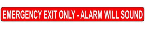 ComplianceSigns.com Emergency Exit Only - Alarm Will Sound Safety Label Decal, 24x2 inch Vinyl for Enter/Exit