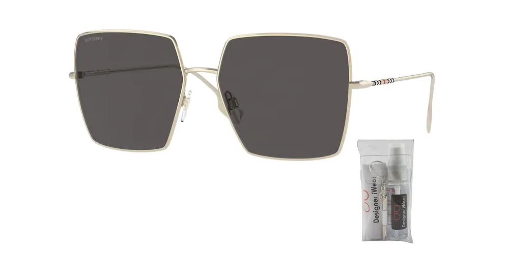 BURBERRY Daphne BE3133 1109SB 58MM Light Gold/Blue Light Filter Square Sunglasses for Women + BUNDLE With Designer iWear Eyewear Kit