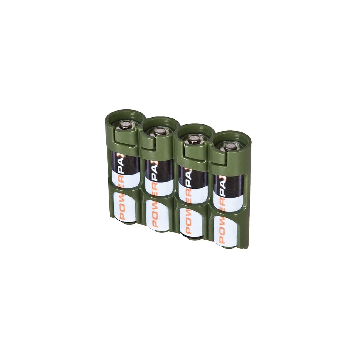 Storacell by Powerpax Slimline AA Battery Storage Caddy, Military Green - Holds 4 Batteries (Not Included)