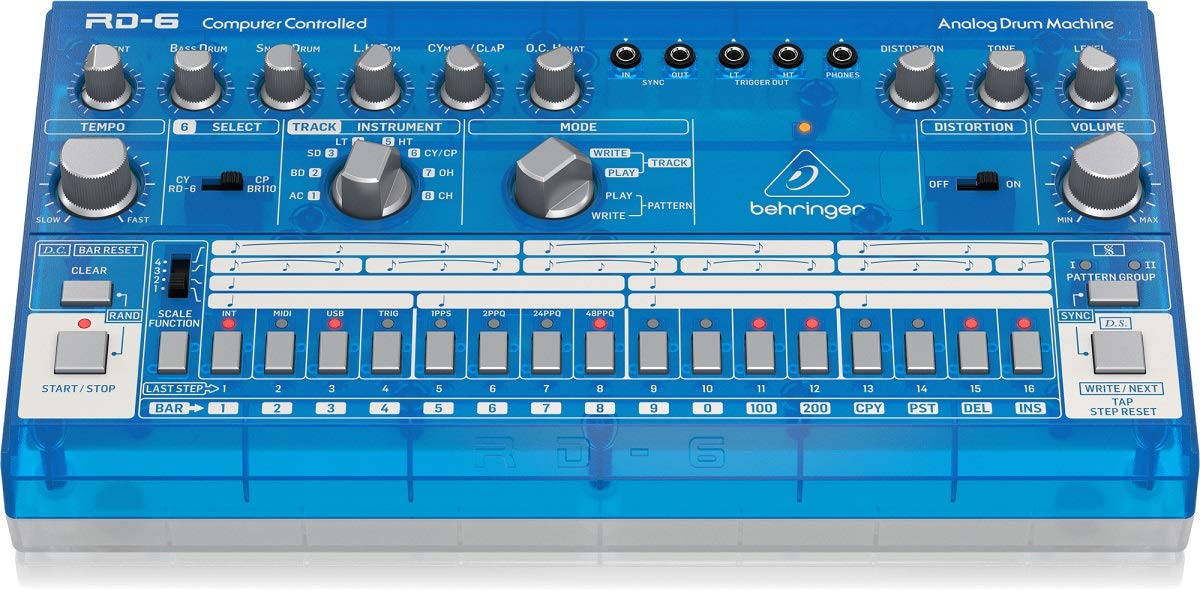 Behringer RD-6-BB Analog Drum Machine - Blue Translucent