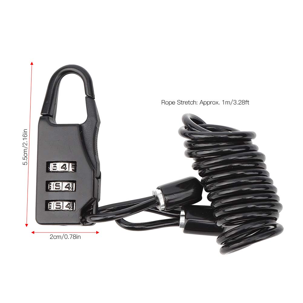 Beaswhca Mountain Bike Helmet Portable Motorcycle Mountain Bike Steel Cable Three Digit Combination Lock Security Anti-Theft
