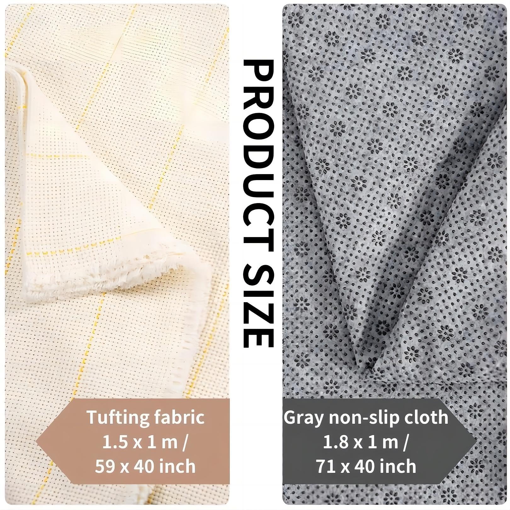MovFlax 71"x40" Non-Slip Rug Backing Felt Cloth and 59"x40" Primary Tufting Cloth with Marked Lines, Tufting Yarn Fabric Frame for Carpet, Large Monks Cloth Kit for Cut Pile Tufting Gun
