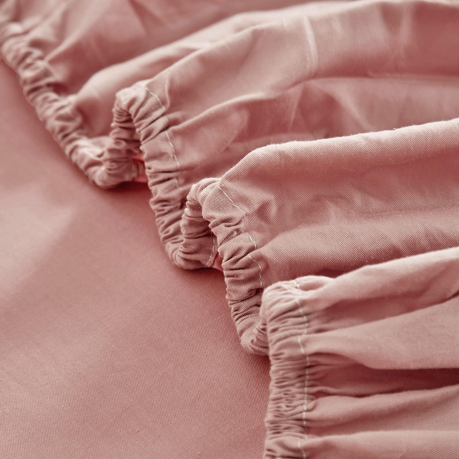 Twin Fitted Sheet Only,100% Cotton Blush Pink Bottom Sheet with 15" Deep Pocket,Comfortable and Breathable Mattress Cover for Girls Women