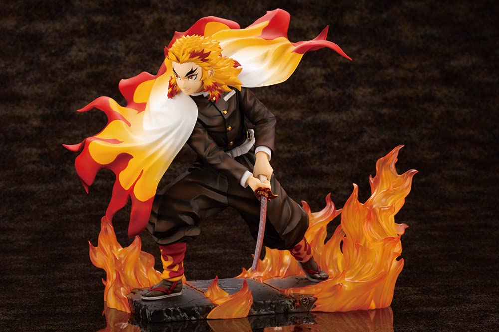 Kotobukiya Demon Slayer: Kimetsu no Yaiba: Kyojuro Rengoku ArtFX J Statue, Multicolor