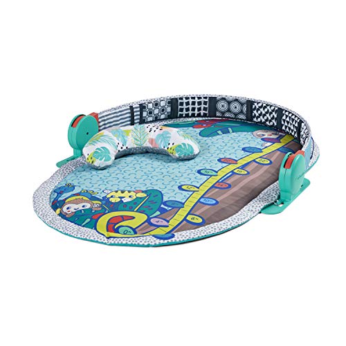 Infantino 3-in-1 Deluxe Magic Arch Sensory Development Gym - 3 Ways to Play with Dual-Sided Magical Arch for Captivating Overhead Visuals Plus Tummy-Time Bolster & Mat with Growth Chart, Teal