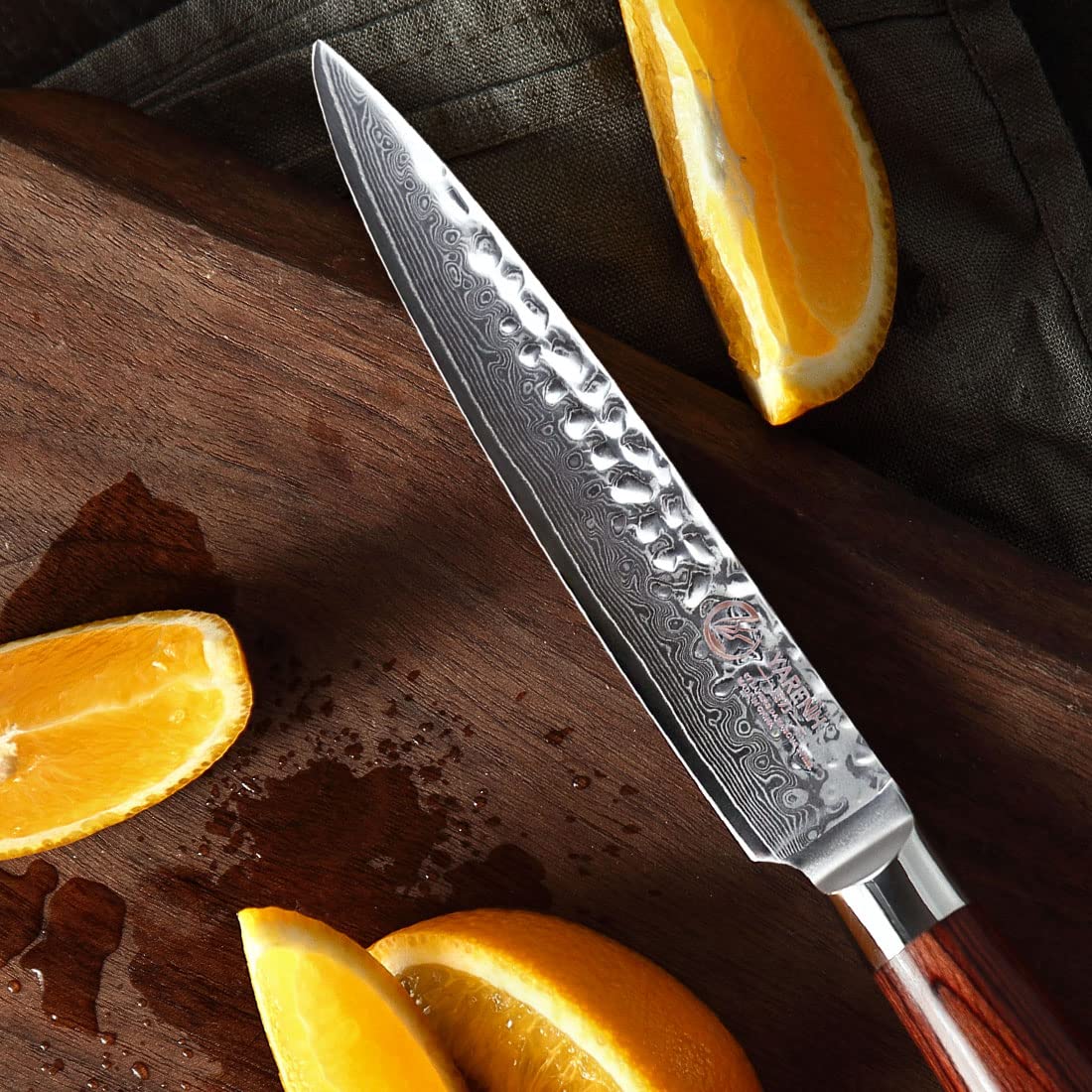 YARENH Kitchen Knife,Fruit Knife 5 inch,Damascus Steel Blade,High Carbon,67 Layers,Full Tang,Kitchen Utility Knife for Professional Chef,Pakka Wood Handle,Gift Box Packaging, HYZ-Series