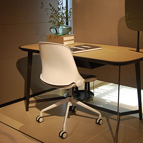 BEEANDEE Foldable Armless Home Office Chair Within 5 Minutes Completely Easy Installation with Adjustable Height and 360 Degree Universal Wheels, Armless Cute Modern Chair for Office(White)