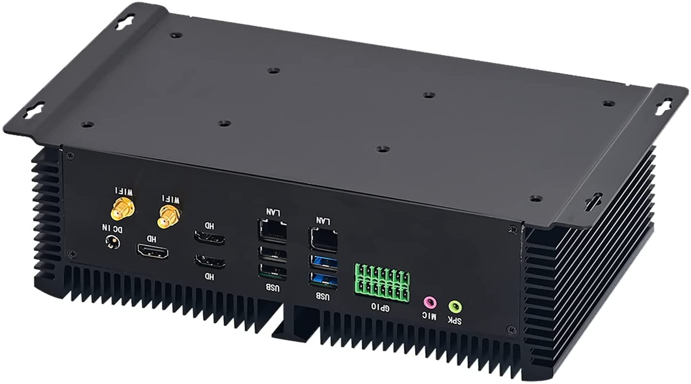 Fanless Industrial Computer Mini PC Intel Core i7 10870H Processor 32GB DDR4 Ram 1TB M.2 2280 SSD 3xHD 8xUSB 6xCOM Intel UHD Graphics Windows 10 Pro WOL PXE