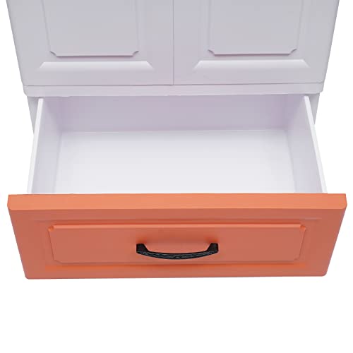 Gdrasuya10 Plastic Drawers Dresser with 2 Drawers and 1 Large Cabinet, 22.4" L x 15.7" D x 43.3" H Plastic Tower Closet Organizer with Wheels Suitable for Apartments Condos and Dorm Rooms